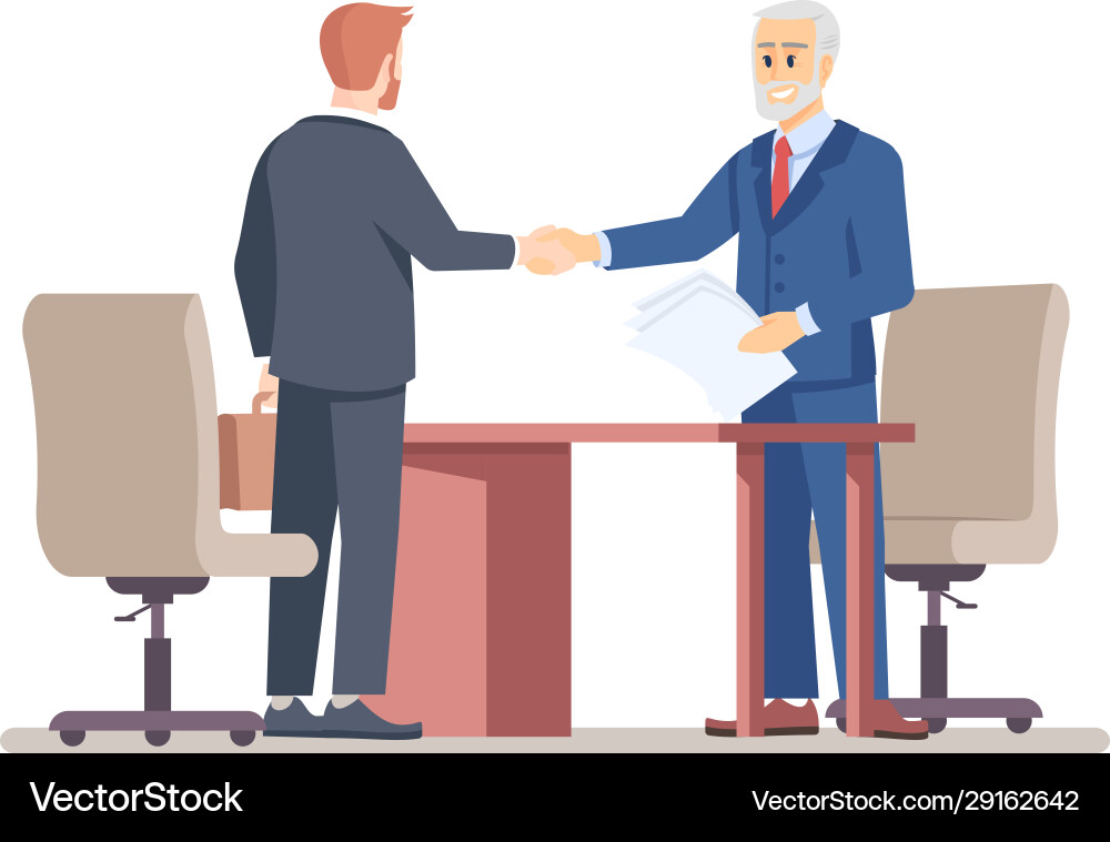 Senior boss hiring employee flat successful Vector Image
