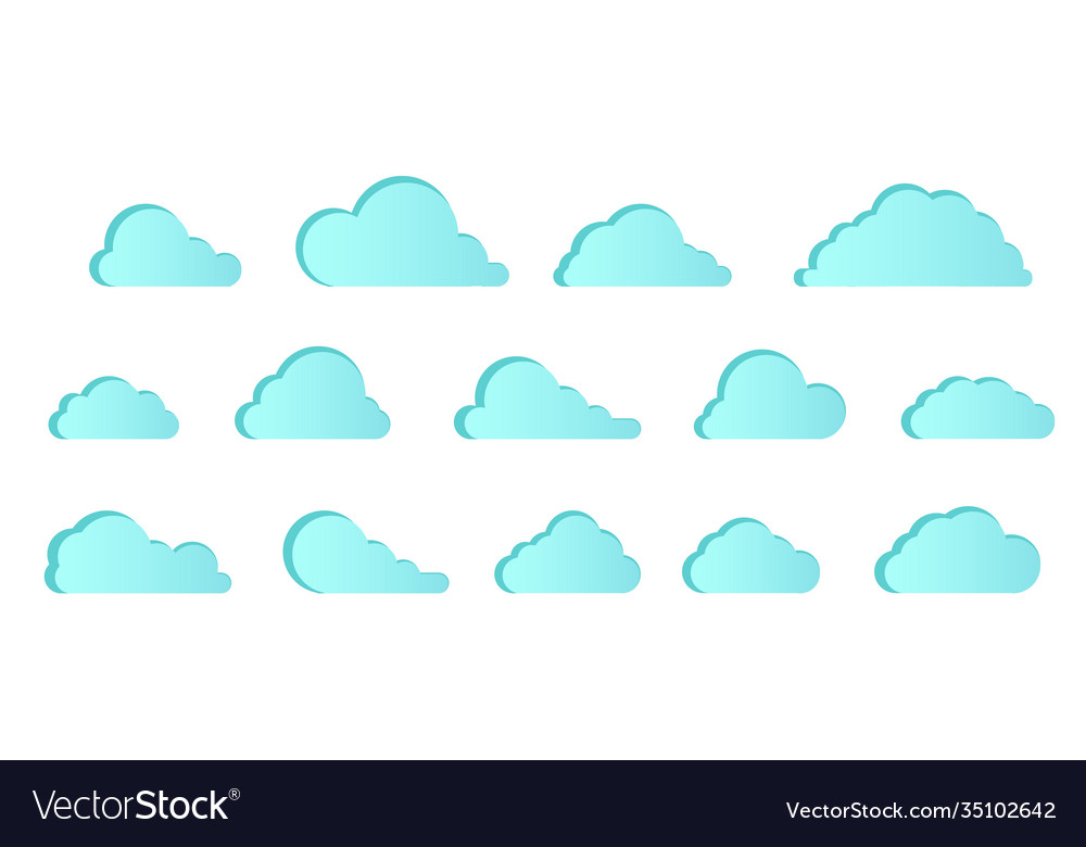 Set blue icon cloud elements clouds flat Vector Image