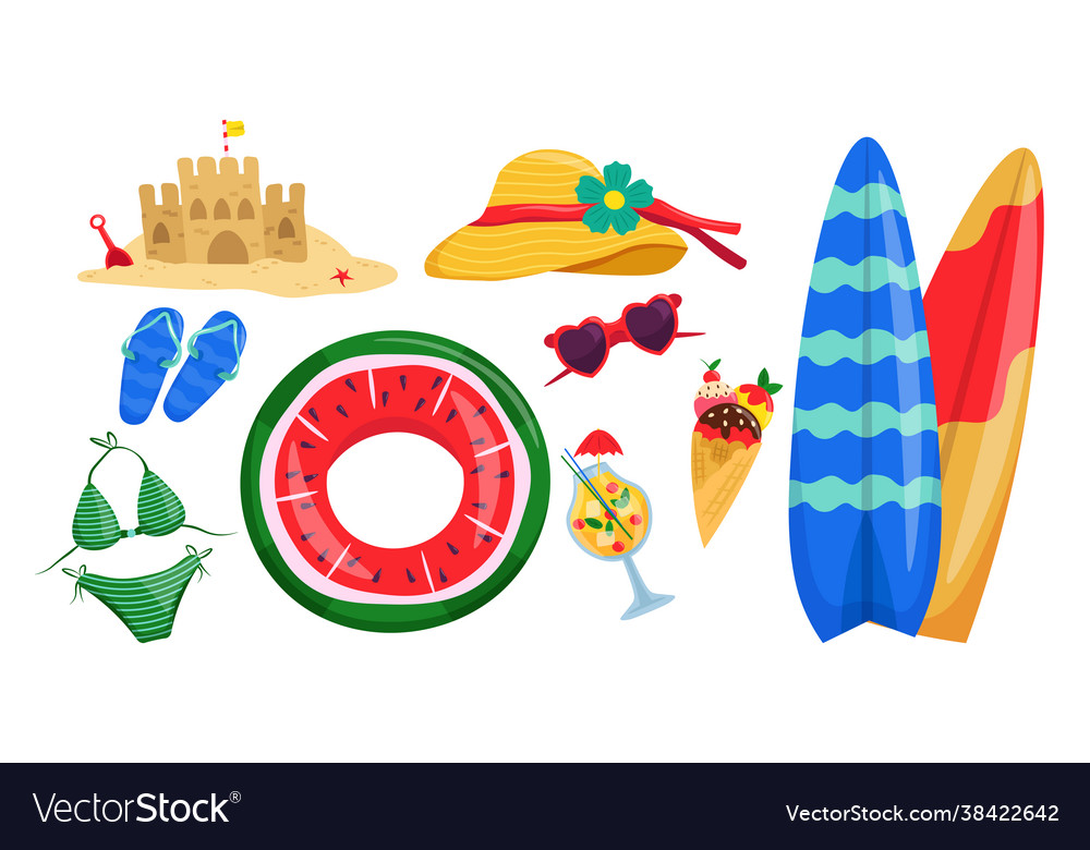 Set summer elements Royalty Free Vector Image - VectorStock