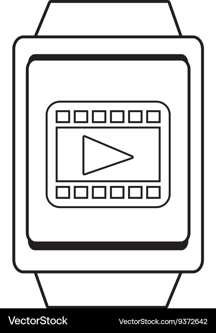 Square watch and media icon graphic Royalty Free Vector