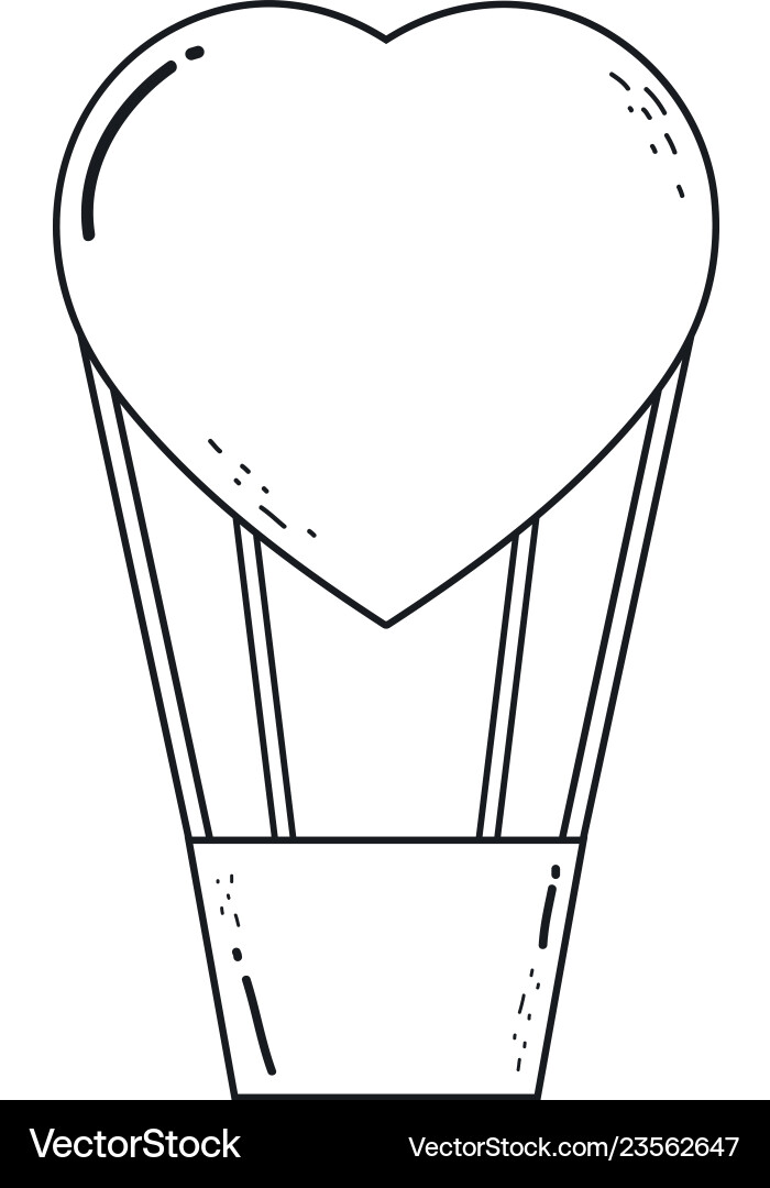 Balloon air hot with heart shape Royalty Free Vector Image