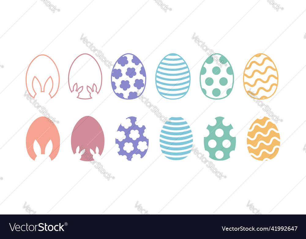 Eggs with patterns easter egg frame with bunny Vector Image