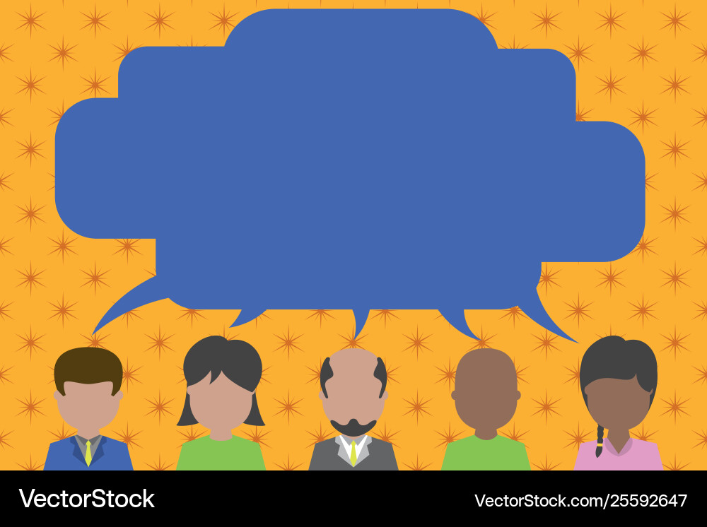 Five different race persons sharing speech bubble Vector Image