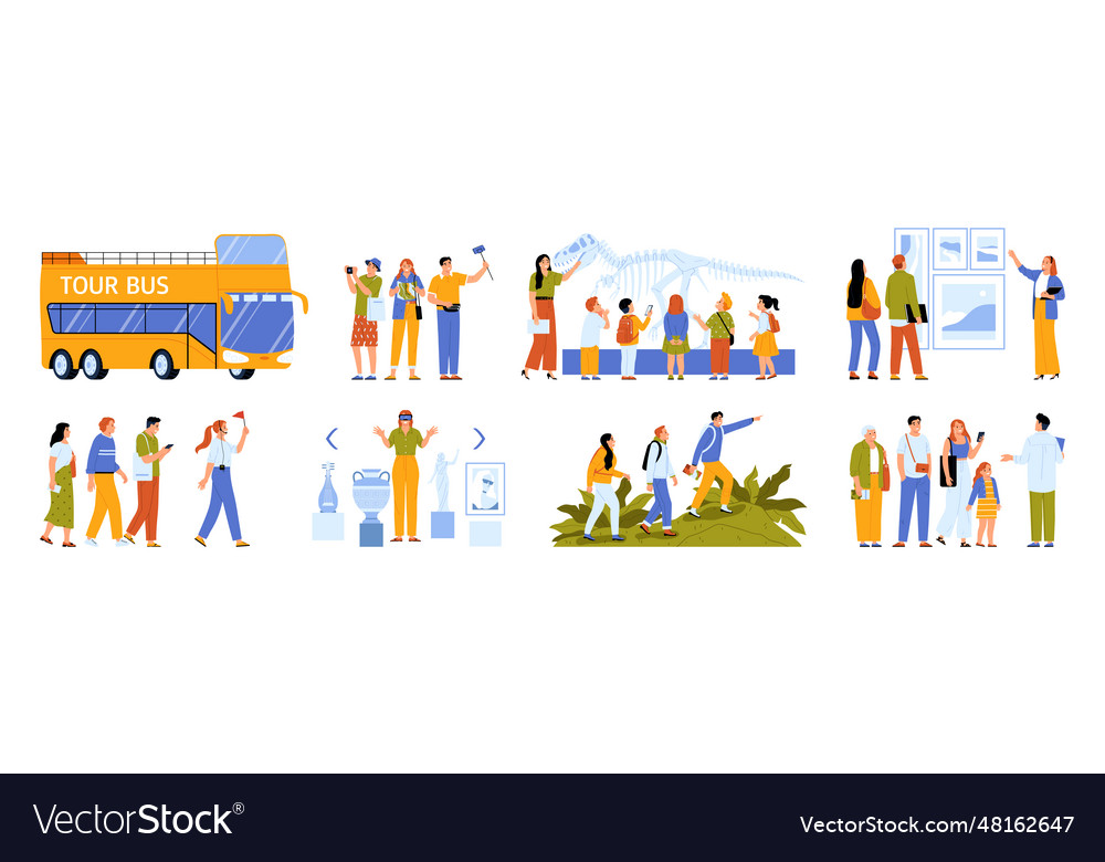 Guide and excursion set Royalty Free Vector Image