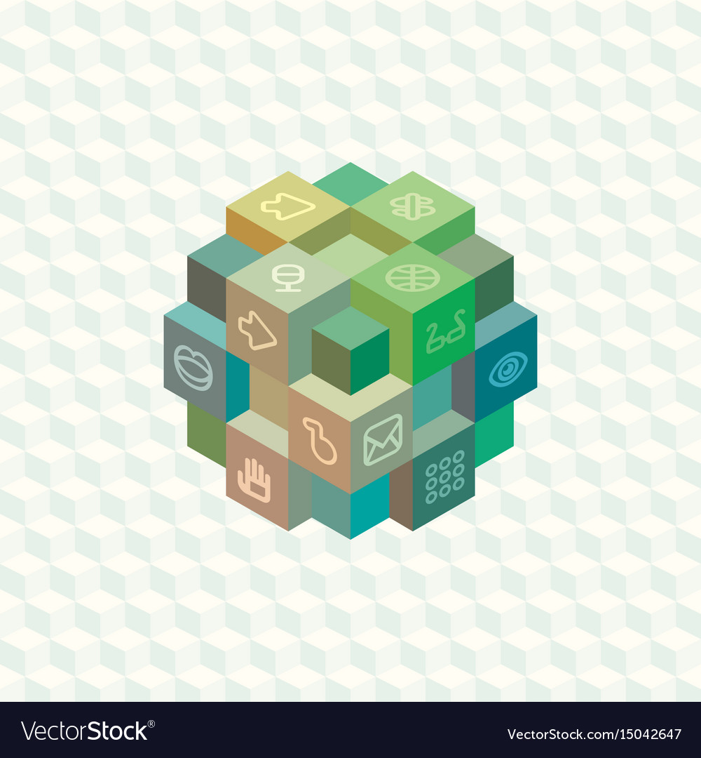 Isometric projection infographic array of cubes Vector Image