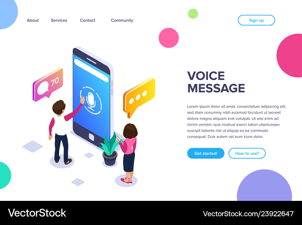 Isometric voice message concept use your phone to Vector Image