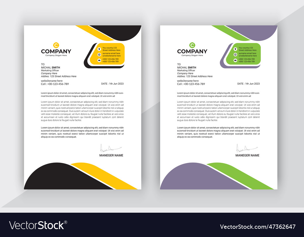 Professional business letterhead template Vector Image