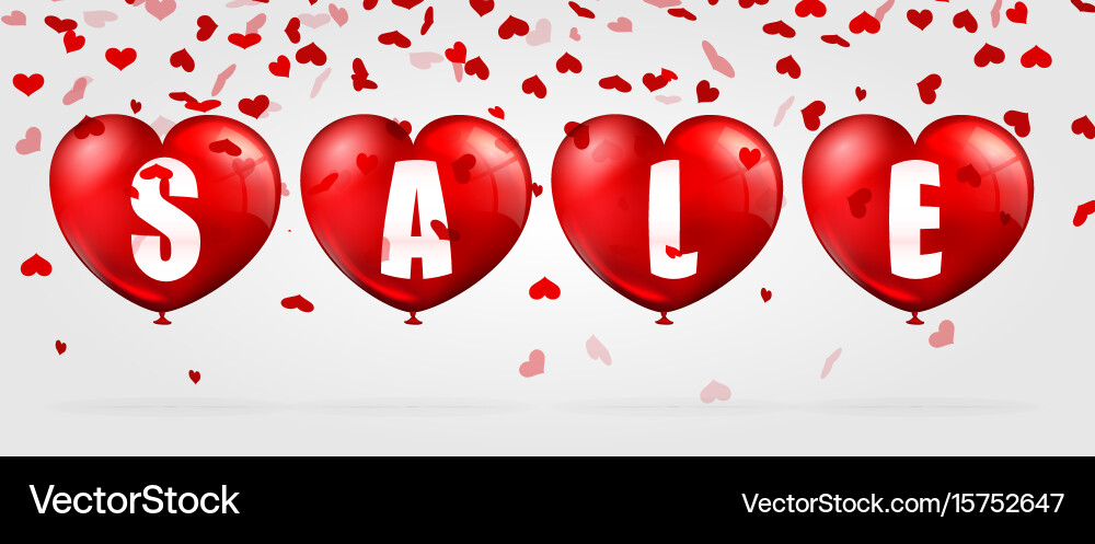 Red heart background with sale Royalty Free Vector Image