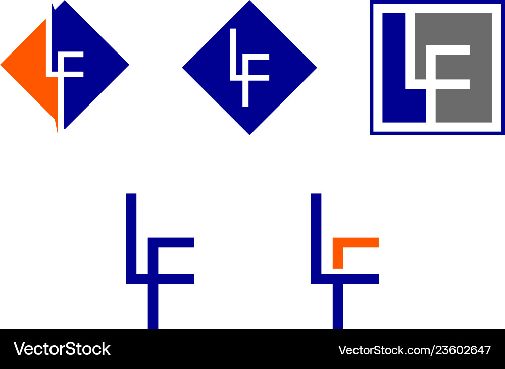 Set of initial letter lf logo template design Vector Image