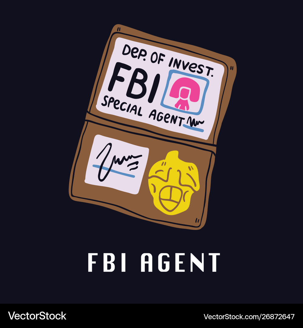 Special fbi agent id on black Royalty Free Vector Image