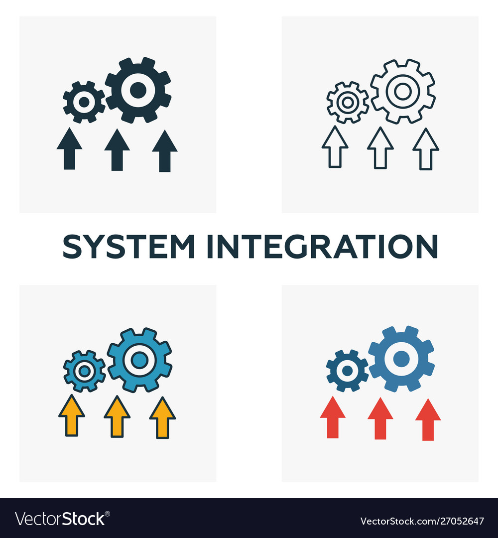 System integration icon set four elements Vector Image