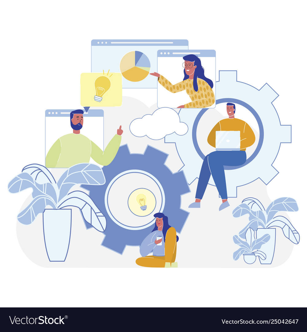 Team work new project developers Royalty Free Vector Image