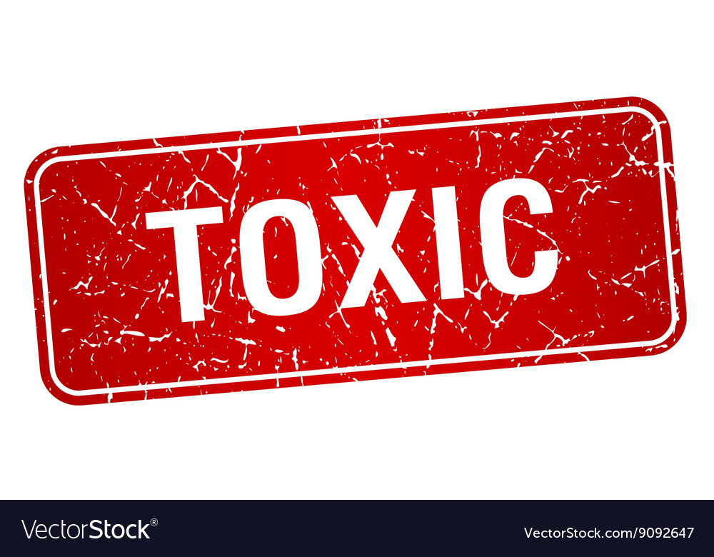 Toxic red square grunge textured isolated stamp Vector Image