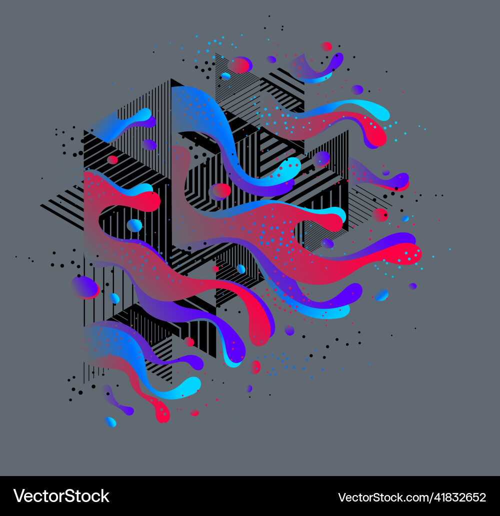 Abstract colorful lava fluids with geometric Vector Image