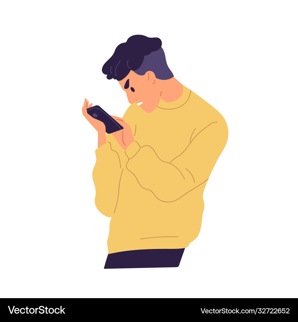 Angry guy with irritable facial expression holding