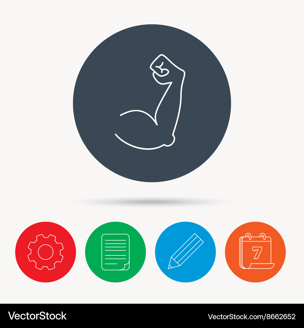 Biceps muscle icon bodybuilder strong arm sign Vector Image