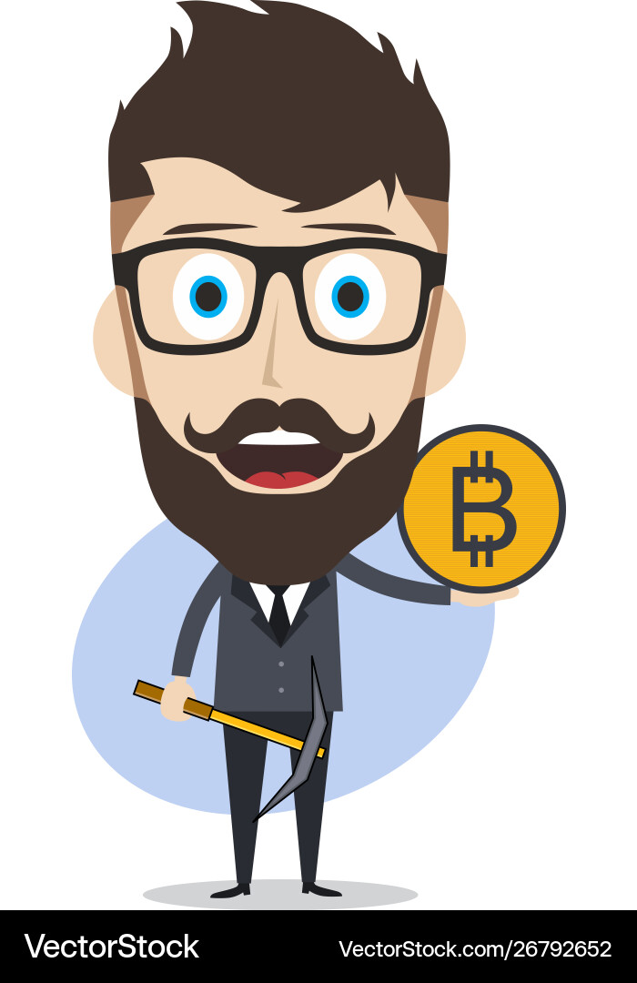 Bitcoin crypto currency theme cartoon gentleman Vector Image