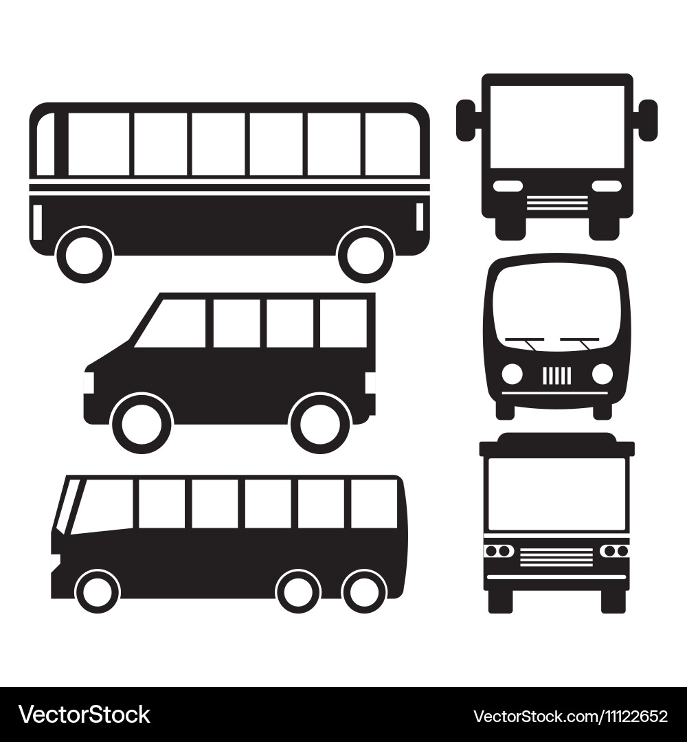 Bus service set isolated icons Royalty Free Vector Image