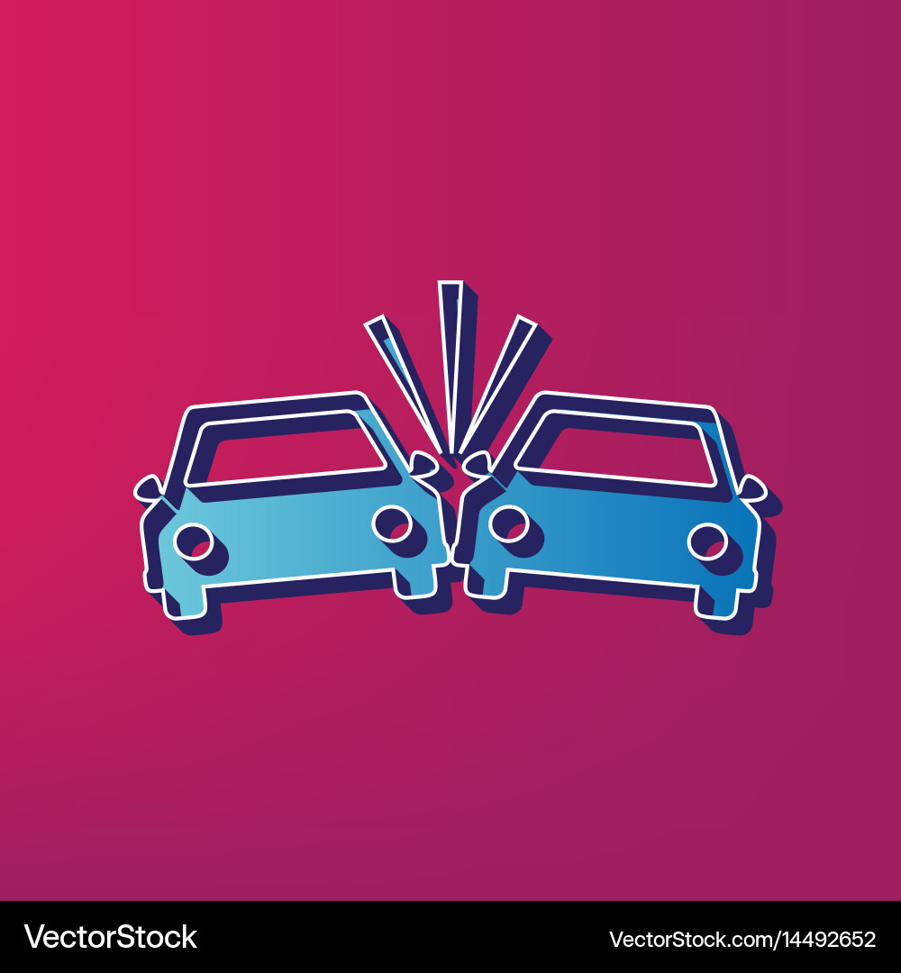 Crashed cars sign blue 3d printed icon Royalty Free Vector