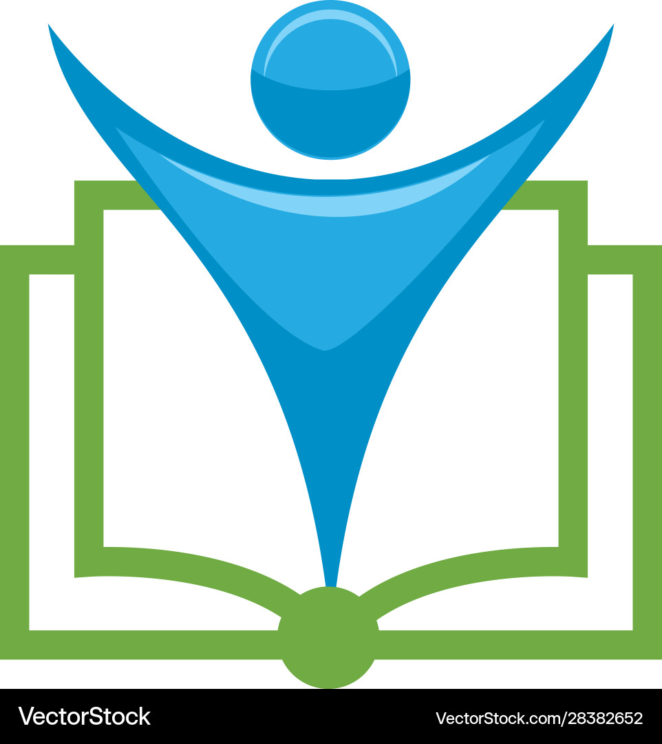 Education logo with open book and abstract student