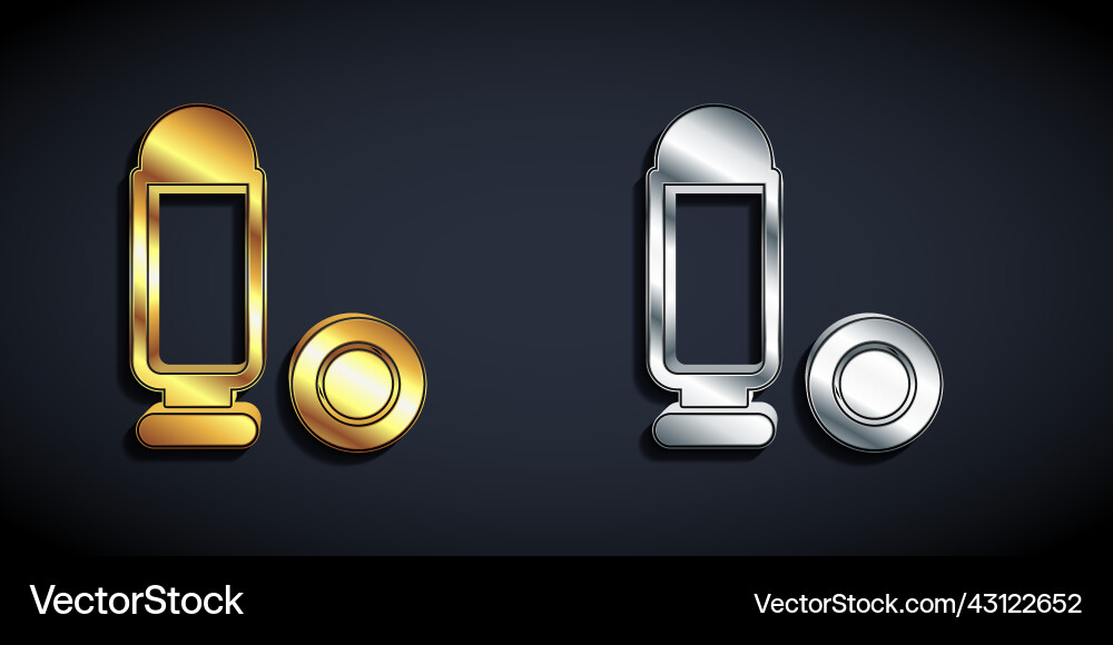 Gold and silver bullet icon isolated on black Vector Image