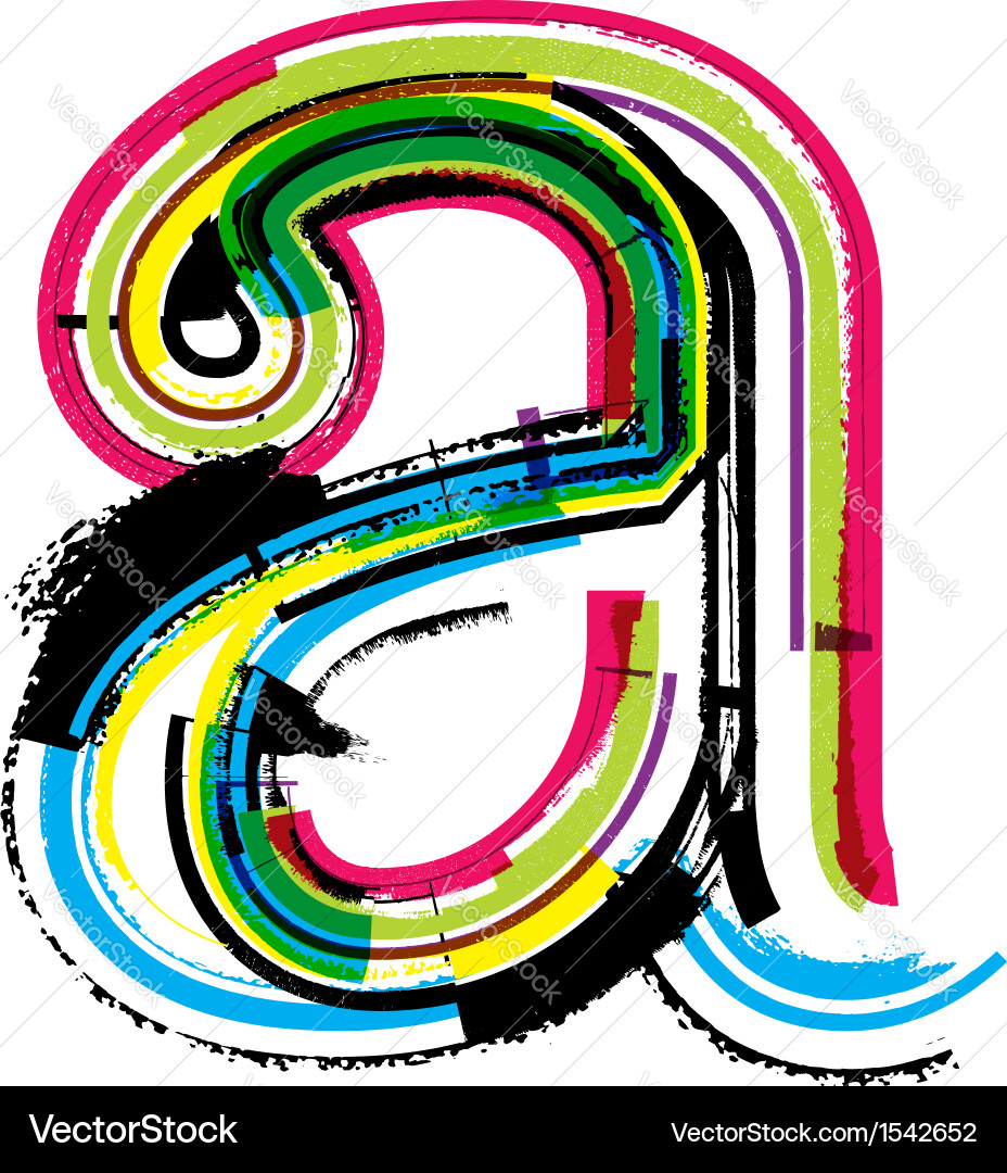 Grunge colorful font letter Royalty Free Vector Image