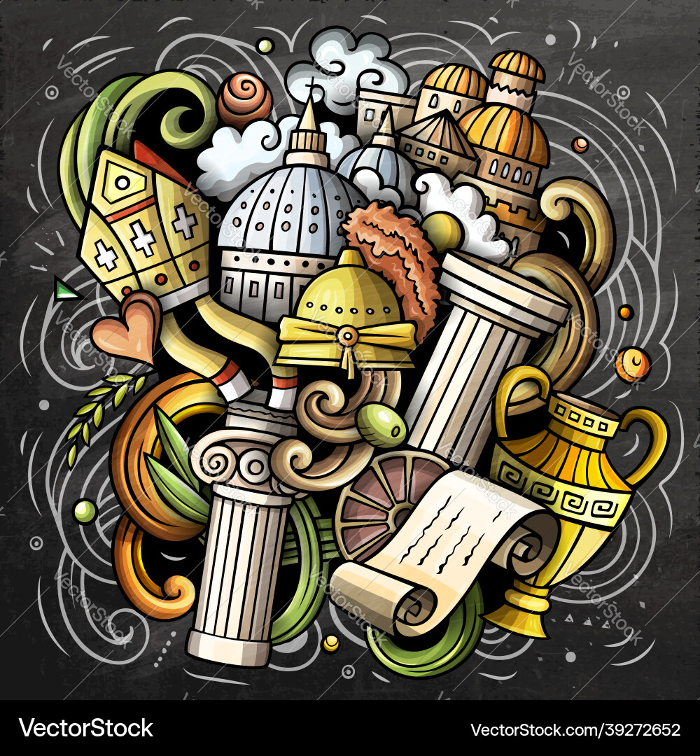 Italy cartoon doodle chalkboard Royalty Free Vector Image