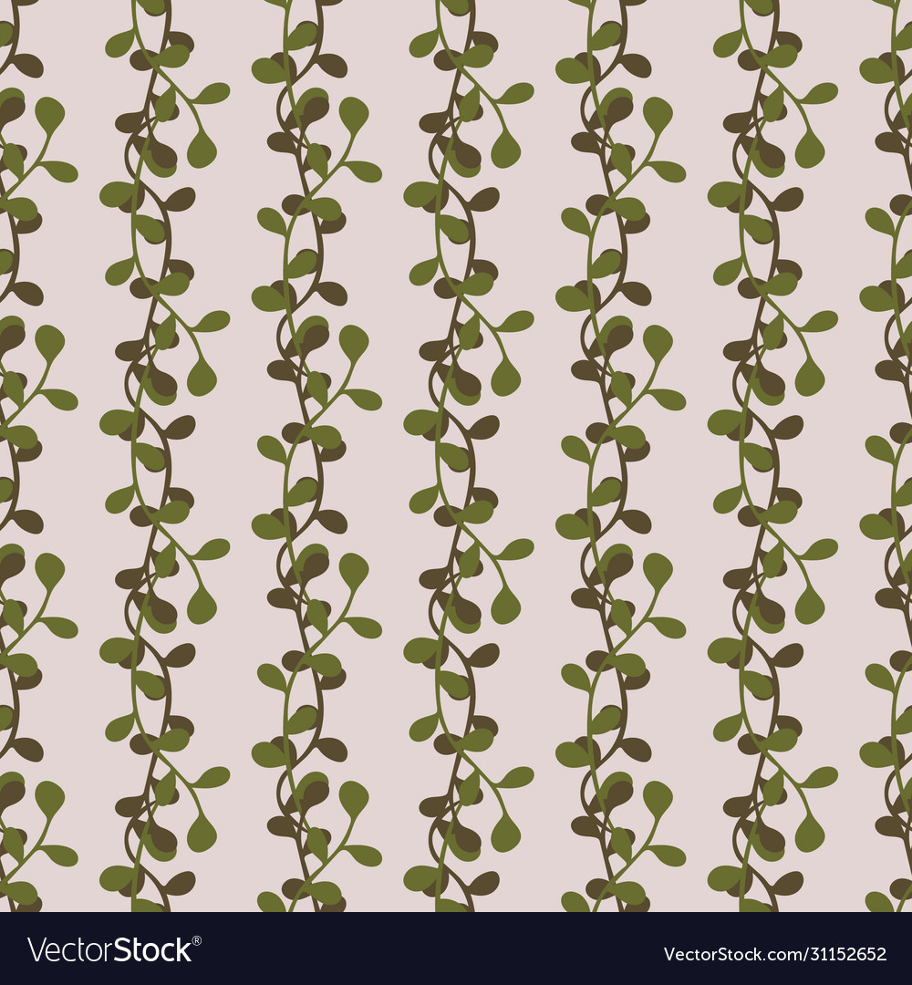 Leafy stripes seamless vertical pattern Royalty Free Vector
