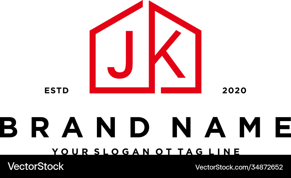 Letter jk home logo design concept Royalty Free Vector Image
