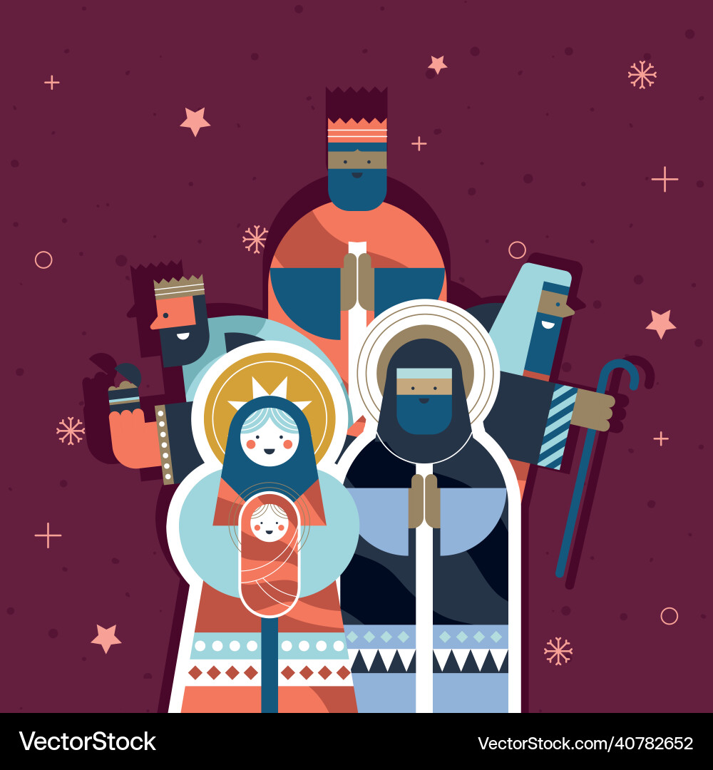 Magic kings and holy family Royalty Free Vector Image
