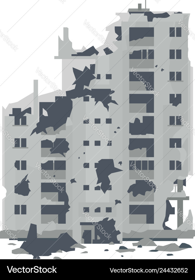 Ruins from destroyed residential building Vector Image