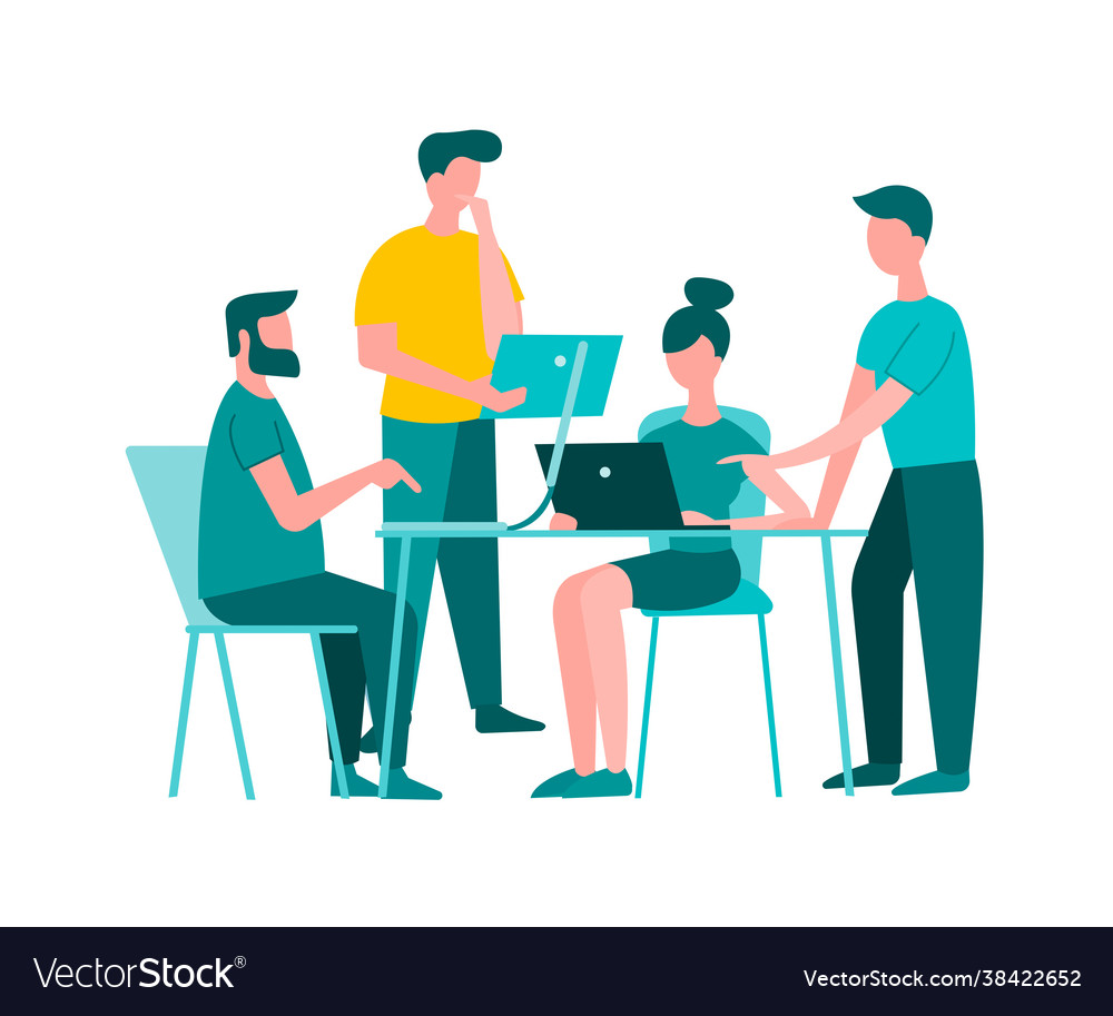 Teamwork at table discussion Royalty Free Vector Image