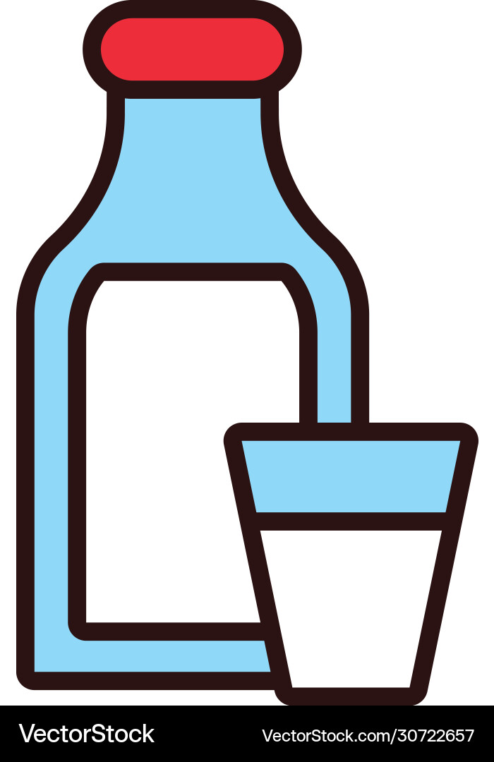 Bottle milk line and fill style Royalty Free Vector Image