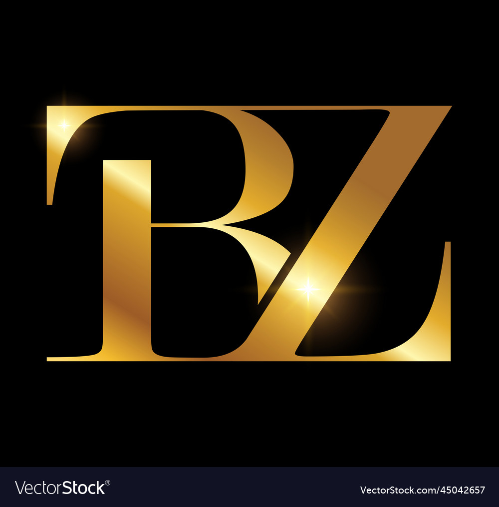 Golden monogram logo initial letters bz Royalty Free Vector