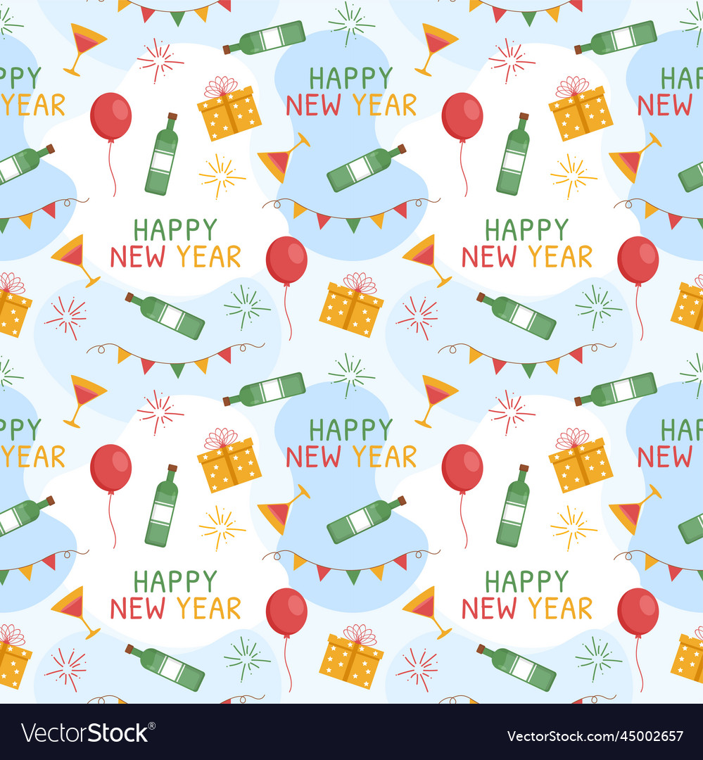 Happy new year 2023 seamless pattern design Vector Image