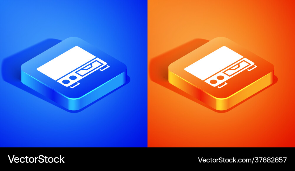 Isometric old video cassette player icon isolated Vector Image