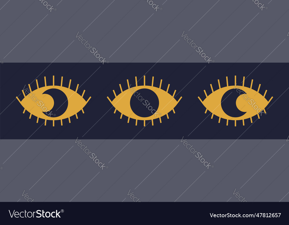 Moon eclipse inside eye esoteric occult Royalty Free Vector