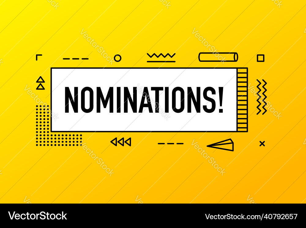 Nominations geometry banner on yellow background Vector Image