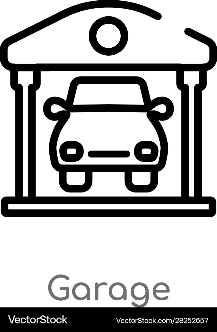 Outline garage icon isolated black simple line Vector Image