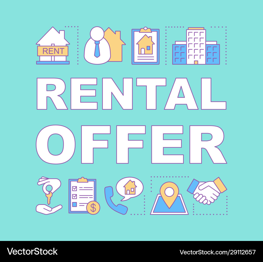 Rental offer word concepts banner Royalty Free Vector Image