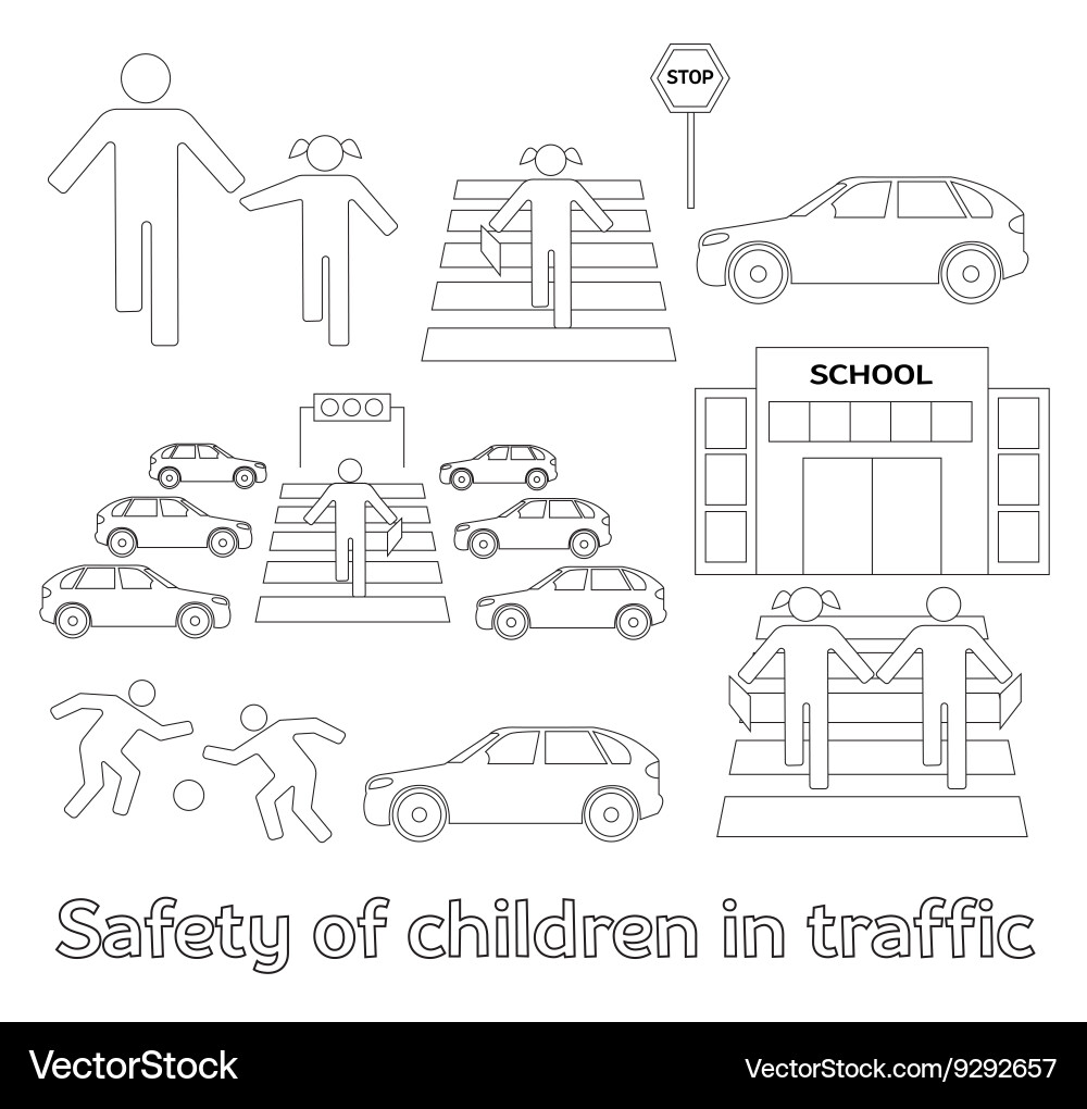 Safety children in traffic Royalty Free Vector Image