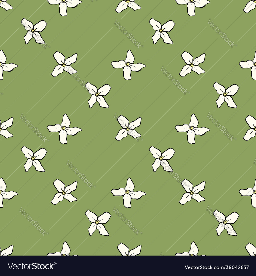 Seamless pattern with light flowers on green Vector Image
