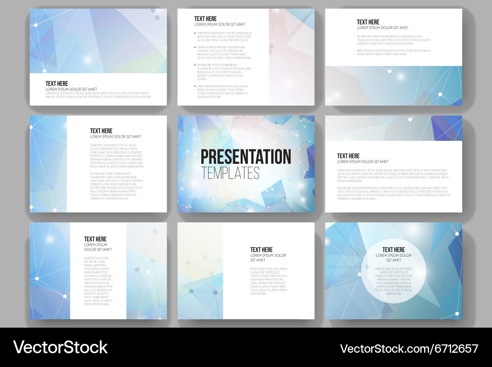 Set of 9 templates for presentation slides Vector Image