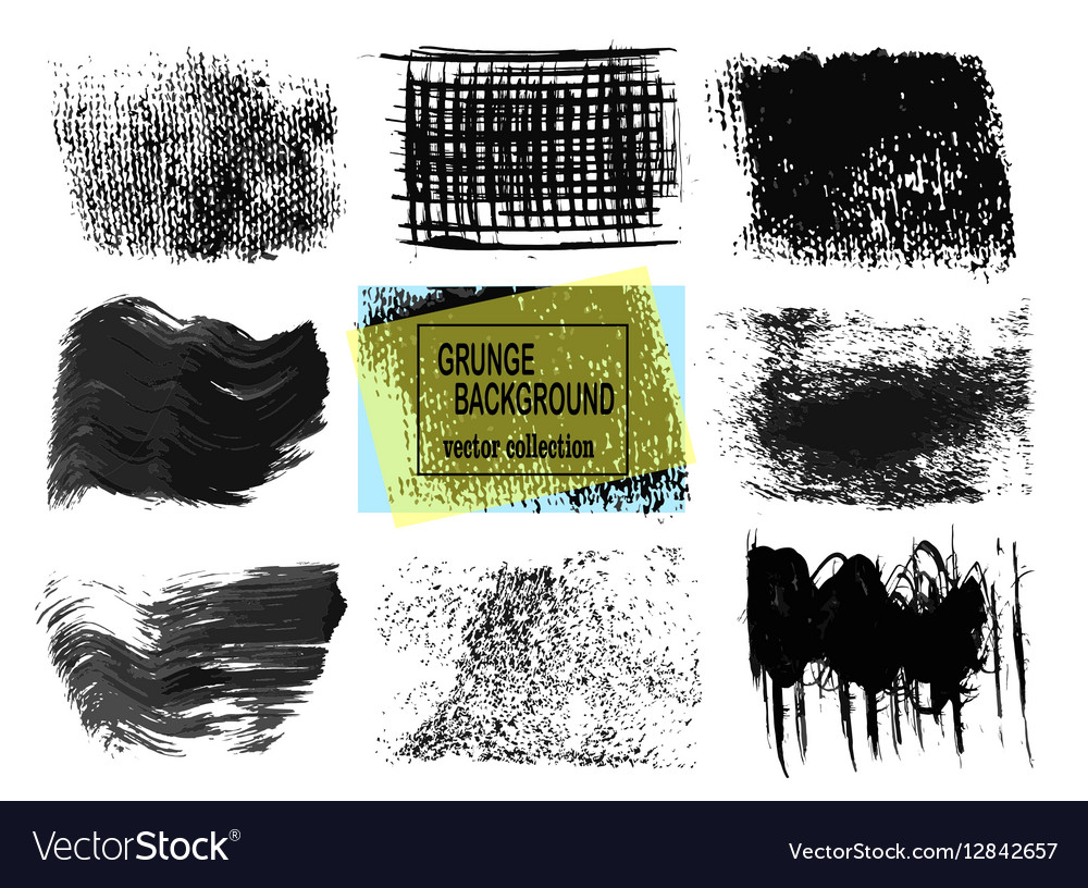 Set of black paint ink brush strokes brushes Vector Image
