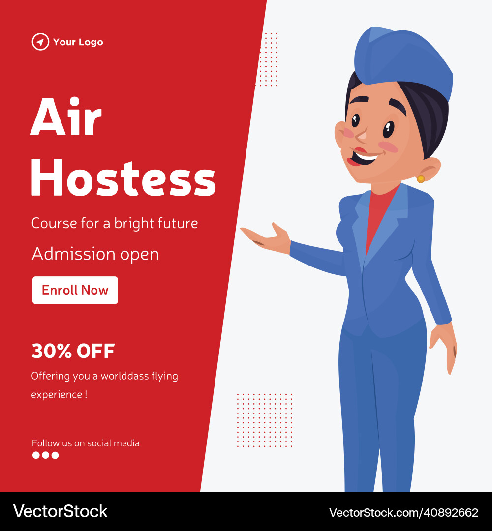 Banner design of air hostess Royalty Free Vector Image