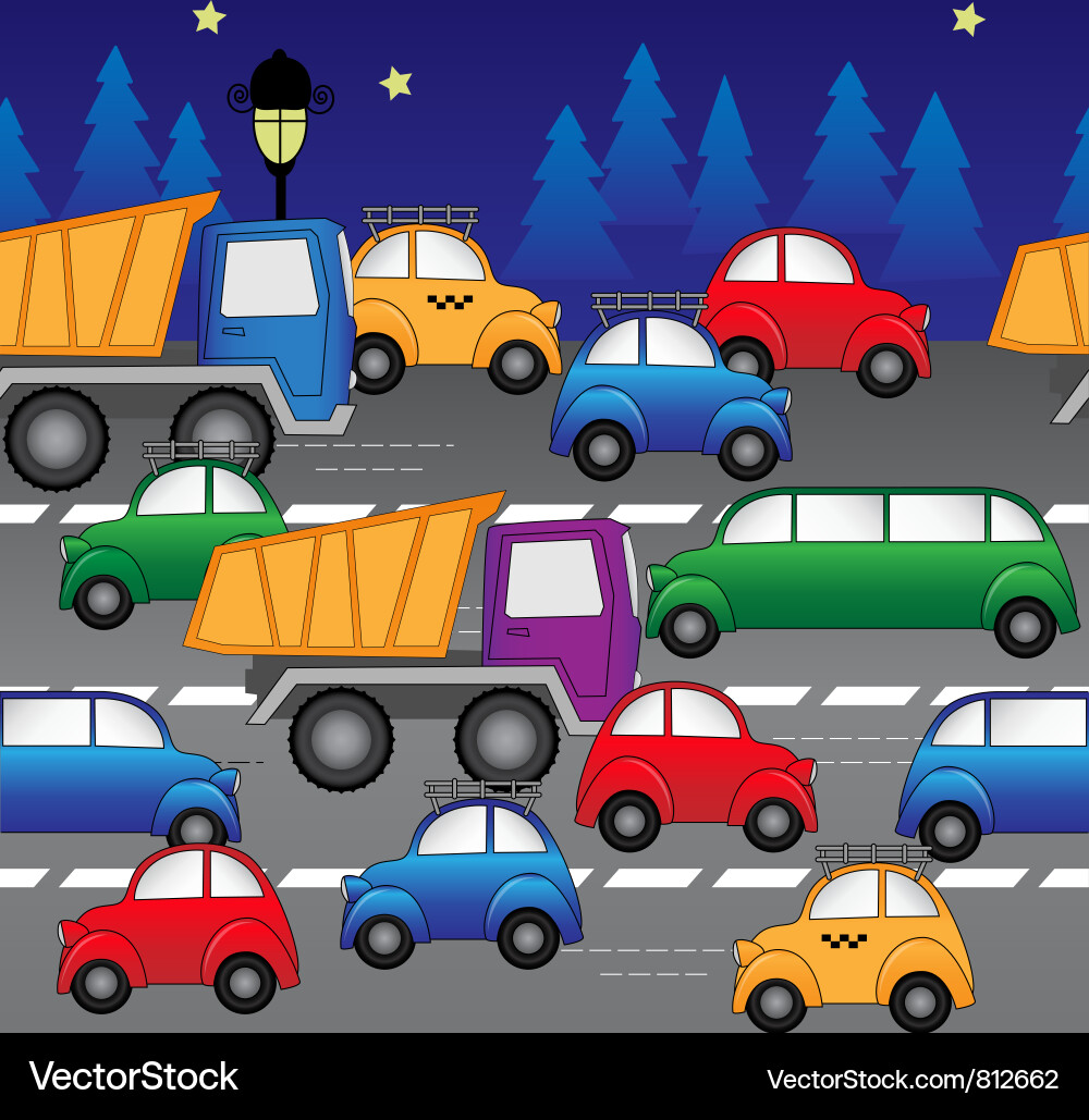 Cars on road Royalty Free Vector Image - VectorStock