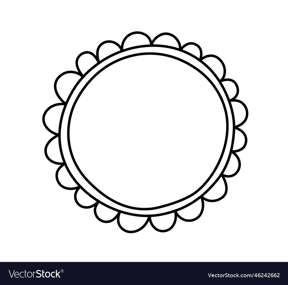 Doodle circle scalloped frame hand drawn Vector Image