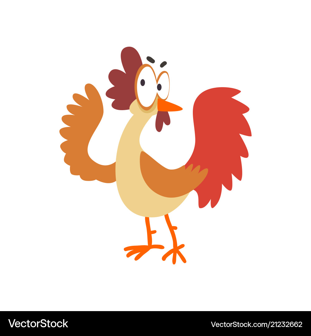 Funny hen comic cartoon chicken bird character Vector Image