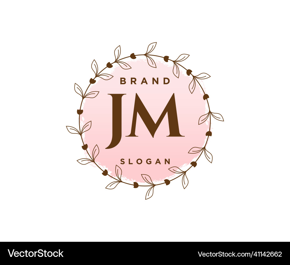 Initial jm feminine logo usable for nature salon Vector Image