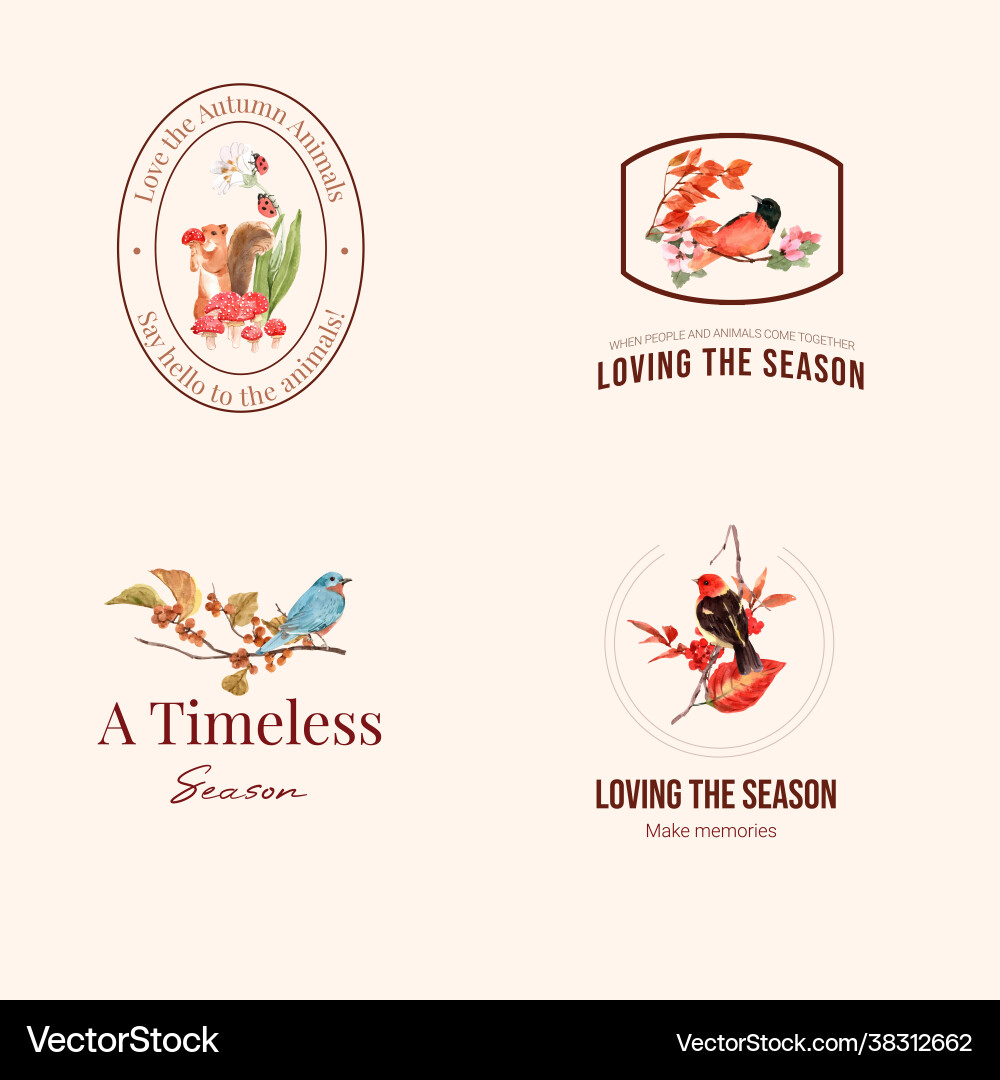 Logo with autumn forest and animals concept Vector Image